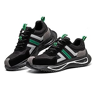 Withtens Steel Toe Shoes for Women Lightweight Tennis Shoes Breathable Safety Sneakers Slip on Shoes for Work Black Womens Steel Toe Boots (Black, 8)