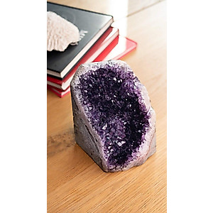 EMPORION Natural Amethyst (3 lb to 4 lb) - 4.5" to 7.5" Height - Crystal Clusters Stone from Uruguay Raw Geode Quartz - Deep Purple Color