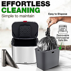 Eparé Kitchen Compost Bin Countertop - 4L/1 Gal Odorless Small Stainless Steel Composting Bin - Hanging Food & Waste Counter Top Trash Can - with 50 Compostable Trash Bags & Carbon Filter