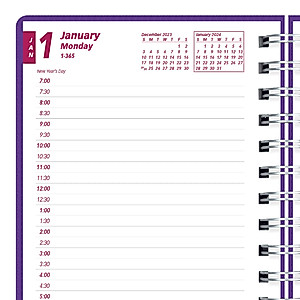 Brownline 2024 DuraFlex Daily/Monthly Planner, Appointment Book, 12 Months, January to December, Twin-Wire Binding, 8" x 5", Purple (CB634V.PUR-24)