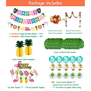 LOVENJOY Hawaiian Luau Birthday Party Decoration Kit, Pre-Strung Banners, Large