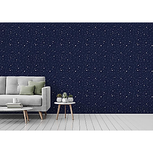 AMAZING WALL Peel and Stick Wallpaper Night Sky Moon and Stars Shiny Film Self Adhesive Wallpaper Contact Papaer,15.7x198inch