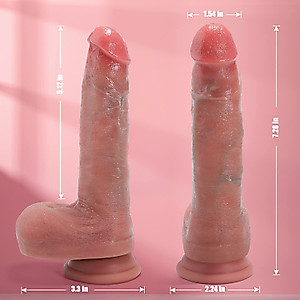 Realistic Dildos for Beginners, Soft Silicone Dildo with Strong Suction Cup for Hands-Free Play, 7.3 Inch Lifelike Dildo with Balls for G-Spot Stimulation, Adult Sex Toys for Women & Couple