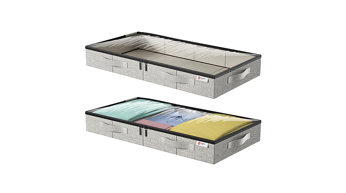 Under Bed Storage Containers - 2 Pack, Low Profile & Durable Organization