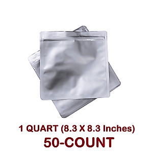 Pleasant Grove Farm 7 Mil Zip Lock Mylar Bags (50, 1 Quart 8.3 x 8.3 Inch)