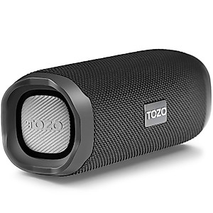 TOZO PA2 Bluetooth Speaker with Dual Drivers & Dual Bass Diaphragms, Deep Bass Loud Stereo Sound, IPX8 Waterproof, 25H Playtime, Custom EQ App Portable Wireless Speaker for Home Outdoors Travel Black