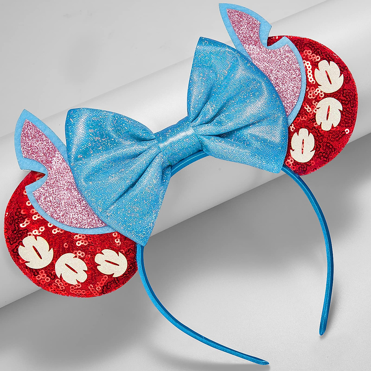 FANYITY Mouse Ears, Sequin Mouse Ears Headband for Boys Girls Women (Red)