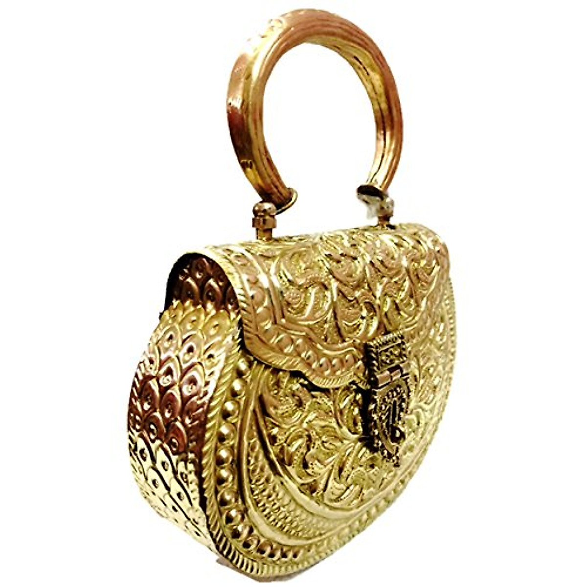 Golden Clutches Vintage Handmade Brass Metal Purse Hand Clutch Handbag for Women Party Bride Marriage Clutch