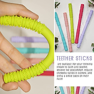 Baby Teething Tubes, Soft Silicone Chew Straw Teething Sticks for Babies 0-18 Months, Infant Toddlers Teether Straws, BPA Free Teething Tube, Multicolored Teething Toys Baby Gift Teethers