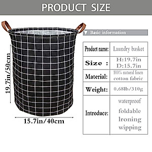 BOOHIT Cotton Fabric Storage Bin,Collapsible Laundry Basket-Waterproof Large Storage baskets,Toy Organizer,Home Decor(Black plaid)