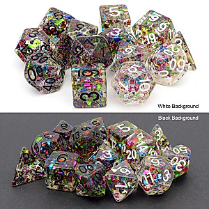 Haxtec DND Dice Set 7PCS Polyhedral D&D Dice for Roleplaying Dice Games as Dungeons and Dragons (Confetti-2Pack)