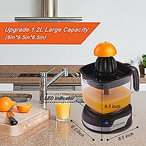 M MELENTA Electric Citrus Juicer, 41oz Large Capacity Orange Juicer Squeezer with Powerful Motor, Easy to Clean, Electric Lemon Juicer Extractor with Blue LED Working Lamp for Lime Orange Grapefruit
