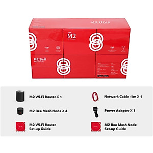 Mercku WiFi Router for Wireless Internet & Mesh Wi-Fi System 5 Pack up to 5,000 Sq. Ft. Wi-Fi Mesh Network System - M2 Hive App/Website Control Can Add More M2 Routers