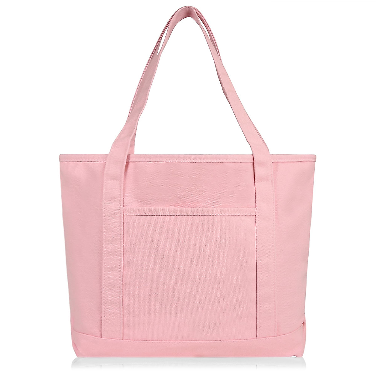 DALIX 20" Solid Color Cotton Canvas Shopping Tote Bag in Light Pink
