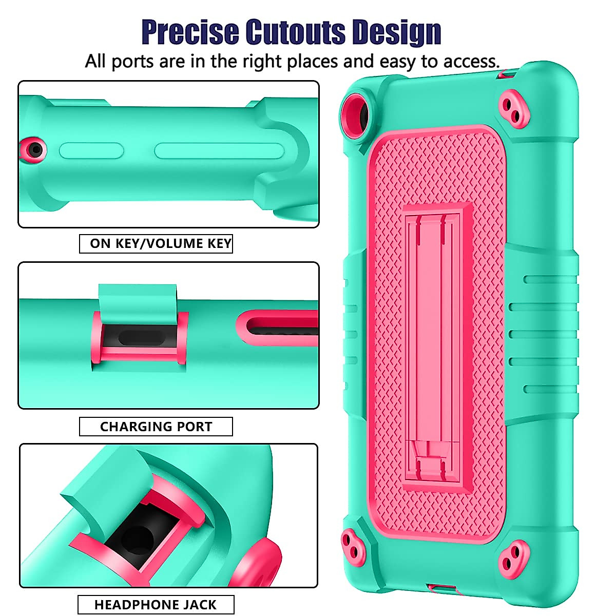 Mignova for Walmart Onn 7 2022 Model Gen 3 7 inch/for New Walmart Onn 7 3rd Gen 100071481 Tablet Case Shockproof Kids Friendly Armor Case Kickstand Shoulder Hand Strap Protective Shell (Green+Pink)