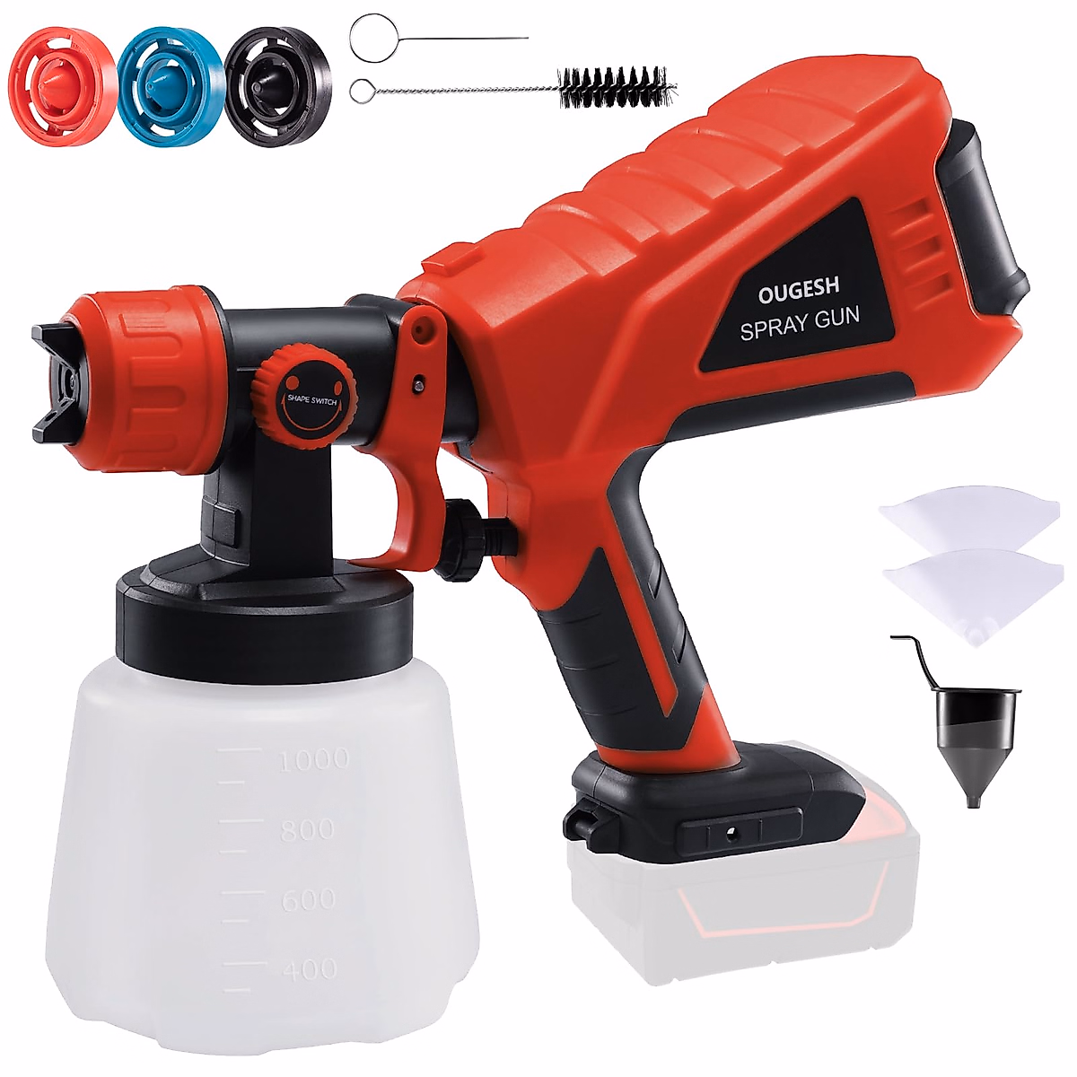 OUGESH Cordless Paint Sprayer for Milwaukee 18V Battery Airless Electric HVLP Spray Paint Gun Tools for House Painting/Home Interior and Exterior/Wood/Walls/Furniture/Floor/Fence (No Battery)