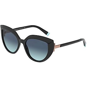 Tiffany & Co. TF4170-80019S Sunglasses Black w Blue Gradient Lens Cat Eye 54MM