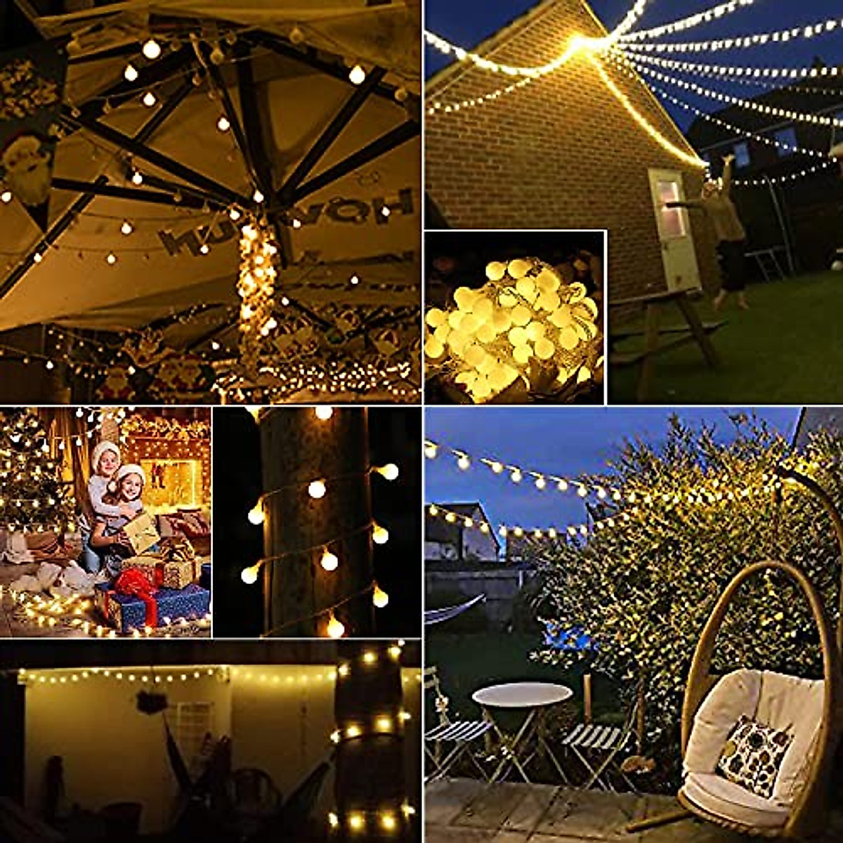Liyade Globe String Lights, 33ft 100 LED Battery Operated String Lights with Remote and Timer Function, Indoor Outdoor Decorative Lights for Bedroom Christmas Decor Garden Party Wedding, Warm White