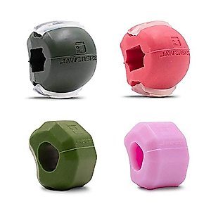 Jawzrsize Athletic Bundle Jaw Enhancer - Jaw, Face, and Neck Exerciser, Helps Reduce Stress and Cravings - Facial Exercise (Pop N Go & Custom Fit (Beg., Int., & Elite), Pink and Green)