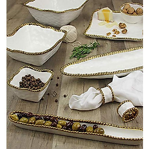 Pampa Bay Porcelain Cracker Cheese and Charcuterie Tray (White and Gold)