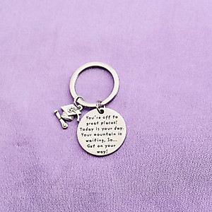 TGBJE Class Graduation Gift You’re Off to Great Places Keychain Mountain Quote Graduation Keychain Students Graduation Gift (Off To Great Places)