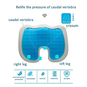 BAUBUY Cojín de Asiento Wheelchairs Seat Cushion Comfort Ergonomic Stable Durable Portable Stimulates Blood Circulation Blue for Pressure Relief