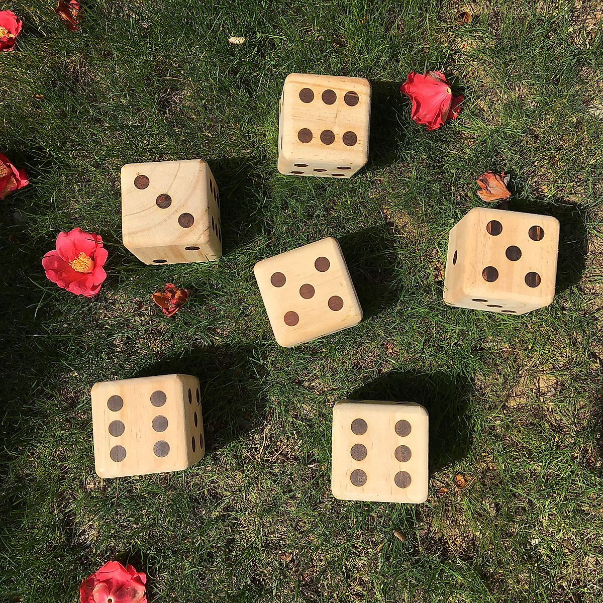 SPORT BEATS Giant Wooden Yard Dice, Outdoor Games Set of 6 with Two Games Party Lawn Games