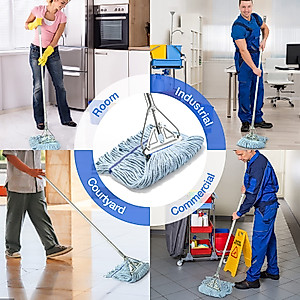 String Mop for Floor Cleaning - Heavy Duty Industrial Commercial Mop with Extra Replacement Mop Head , 59inch Mop Handle, Wet Mop for Home,Garage,Office, Workshop, Warehouse Floor Cleaning