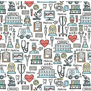 Stesha Party Medical Wrapping Paper for Nurse Gift, Folded Flat 30 x 20 Inch, 3 Sheets