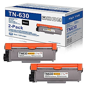 2-Pack Black Compatible Toner Cartridge Replacement for Brother TN630 TN-630 High Yield to use with HL-L2300D DCP-L2520DW DCP-L2540DW HL-L2360DW HL-L2320D HL-L2380DW MFC-L2707DW Printer
