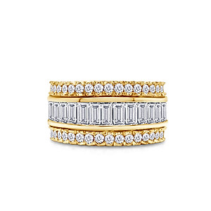 2 Ct Round Cut & Taper White Natural Diamond Etruscan Style Anniversary Band Ring in 14k Solid Yellow Gold Jewelry For Women (I-J Color, I2-I3 Clarity, Cttw 2.00)-6