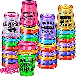 Trnayi 27 Pieces Shot Glass on Beaded Necklace Plastic Shot Necklace Cups Naughty Shot Glass Favors for Adults and Teens Birthday Gifts Wedding Party Supplies, 9 Styles
