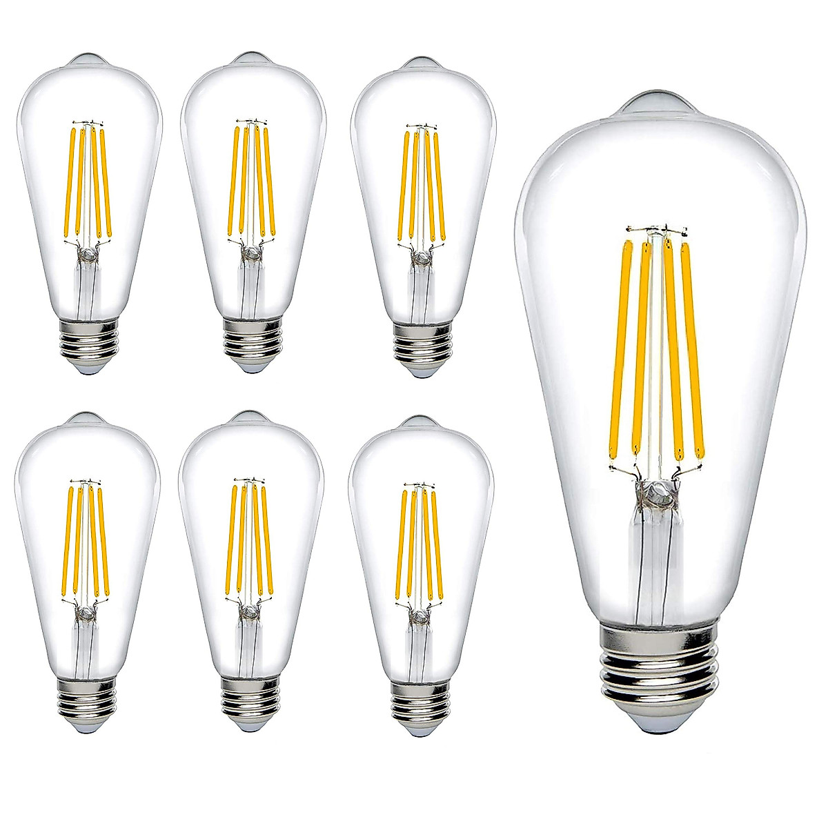 Bioluz LED 92 CRI Dimmable Edison Light Bulbs 800 Lumen Soft White 3000K 60W Replacement ST64 / ST19 / ST58 8.5W E26 Standard Base Title 20 High Efficacy Lighting 6-Pack
