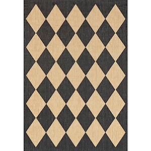 nuLOOM 7' x 9' Outdoor Performance Area Rug, Stain Resistant, Weather Resistant, High Traffic, Patio, Balcony, Outside, Sabina Dark Grey