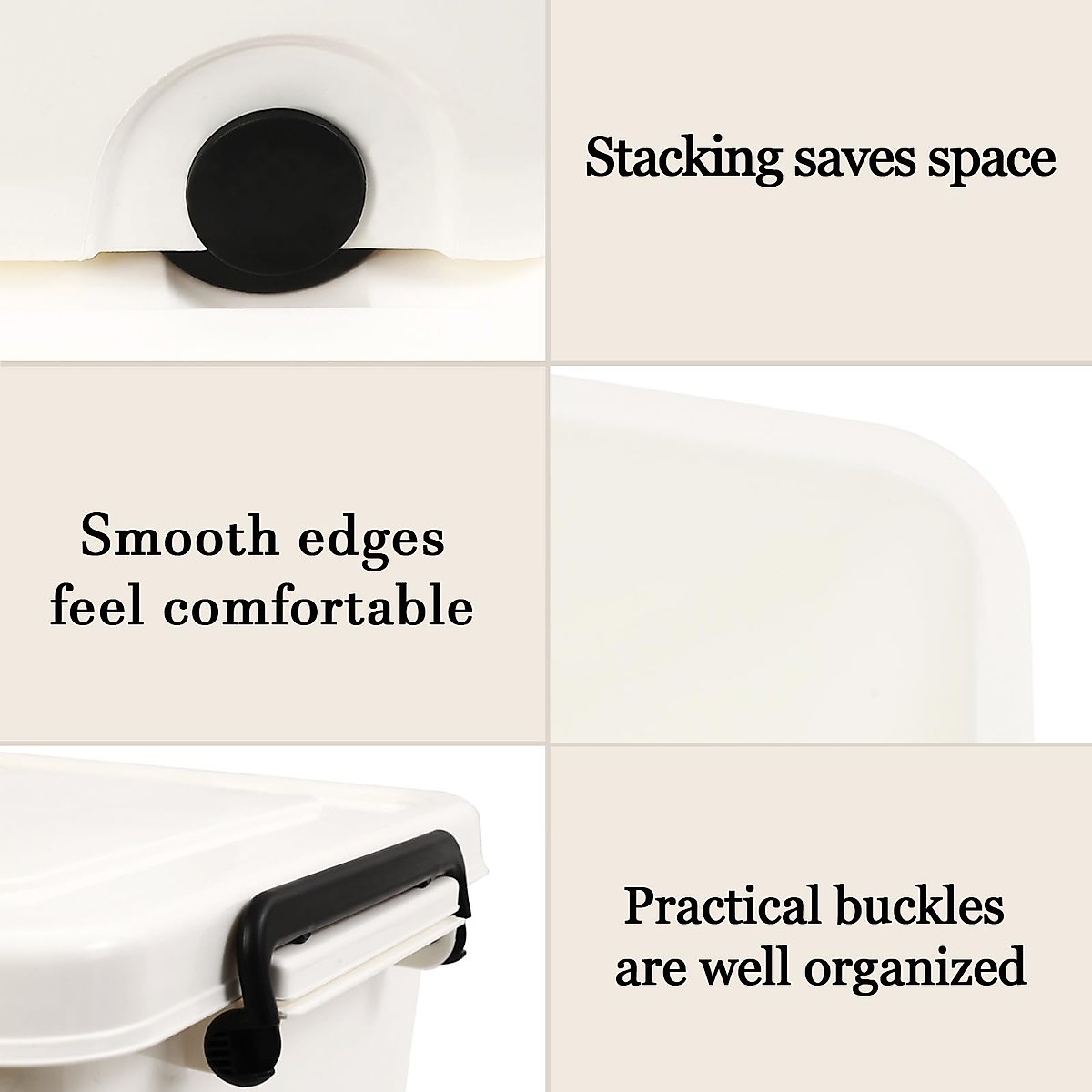 GUMEIGODA 23 Qt Latching Storage Bin,Stackable Bin with Wheels and Latching Lids，Removable Storage Containers, Clothes Bins Storage for Closet Organization,Thickened Plastic，White，3-Packs (white, 3M)