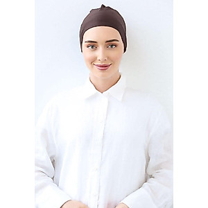 ESERRA Women Under Scarf Hat Hijab Cap Islamic Hijab Undercap Hijab Bonnet Cap Muslim Inner Beanies Hat Underscarf Turban (Black White Brown Gray)