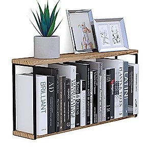 Wallniture Porto 2-Tier Wood Wall Shelf for Bedroom Decor, 24" Floating Bookshelf Unit, Natural Burned