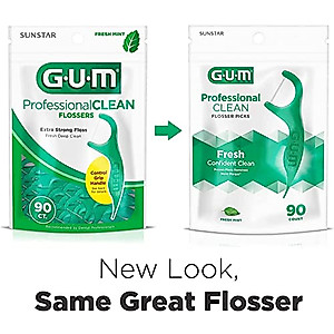 GUM Professional Clean Flossers Fresh Mint - 90 ct, Pack of 5