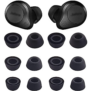 BLUEWALL Ear Tips Eartips Earbuds Tips Ear Cushion for Jabra Elite 85t Active 85t Earbuds, Fit in Charging Case Earbud Covers Tips for Jabra 85t, S/M/L, 6 Pairs, Black