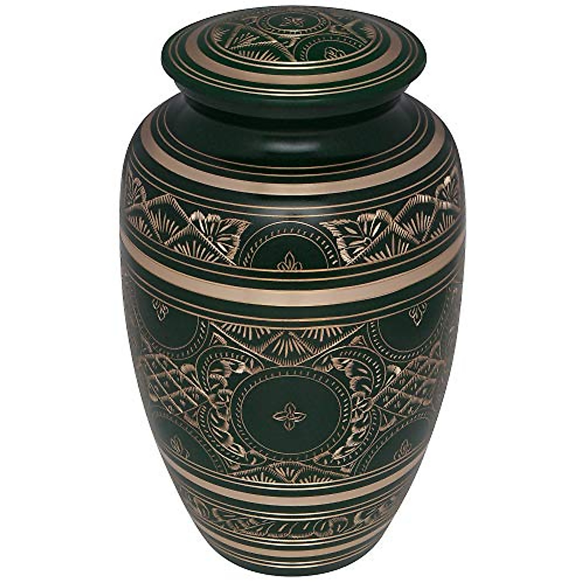 Irish Green Funeral Urn by Liliane Memorials - Cremation Urn for Human Ashes - Hand Made in Brass - Suitable for Cemetery Burial or Niche - Large Size fits Remains of Adults up to 200 lbs - Cassis