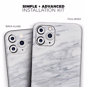 Design Skinz White & Grey Marble Surface V2 - DesignSkinz Protective Vinyl Decal Wrap Skin Cover Compatible with The Apple iPhone 11 Pro (Full-Body, Screen Trim & Back Glass Skin)