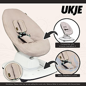 Ukje Protective Swing Cover Compatible with 4moms RockaRoo or MamaRoo 5, Multi-Motion Baby Swing, Baby Swing Liners, Baby Rocker Cover, Easy to Install, Easy to Wash, Handmade in Europe - Taupe