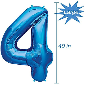 Tellpet Number 4 Balloon, Blue, 40 Inch