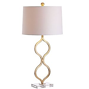 JONATHAN Y JYL3028A Levi 31.5" Metal/Crystal LED Table Lamp Contemporary Transitional Bedside Desk Nightstand Lamp for Bedroom Living Room Office College Bookcase LED Bulb Included, Gold Leaf