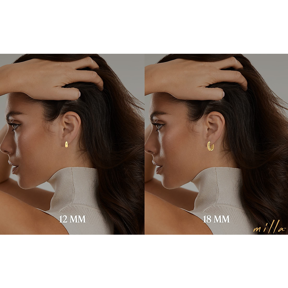 MILLA 14k Gold or Sterling Silver Hypoallergenic Huggie Earrings for Women - Y2K Preppy Lightweight Ear Huggers, 12mm