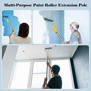 Mister Rui Paint Roller Kit, 10 Pack, 9 Inch Paint Roller Frame with Microfiber Roller Covers, Stainless Steel Extension Pole 3 Segments Total 3 Ft, Paint Supplies for Walls and Ceilings