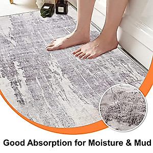 Door Mat, Front Indoor Door Mat Faux Wool Non-Slip Entryway Rug Absorbent Abstract Throw Rug for Indoor Entrance Hallway Laundry Room, High Traffic Areas, 32X48 Inches, Gray Washable