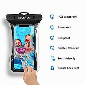 Waterproof Phone Pouch, Floating IPX8 Waterproof Cellphone Case Underwater Dry Bag for iPhone 14 Pro Max Mini 13 12 11 SE XS XR 8 Galaxy up to 6.9", for Beach/Diving/Surfing/Skiing (2 Pack)