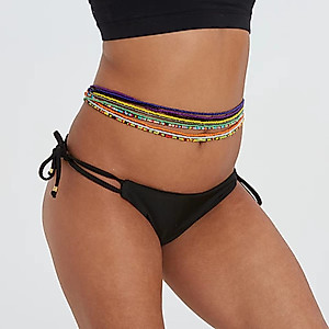 TOBENY 24PCS Waist Beads for Women African Belly Beads for the waist Colorful Summer Body Beads Jewelry Stretchy Elastic African Waist Beads 31.5-35.5 Inch Beaded Waist Chain