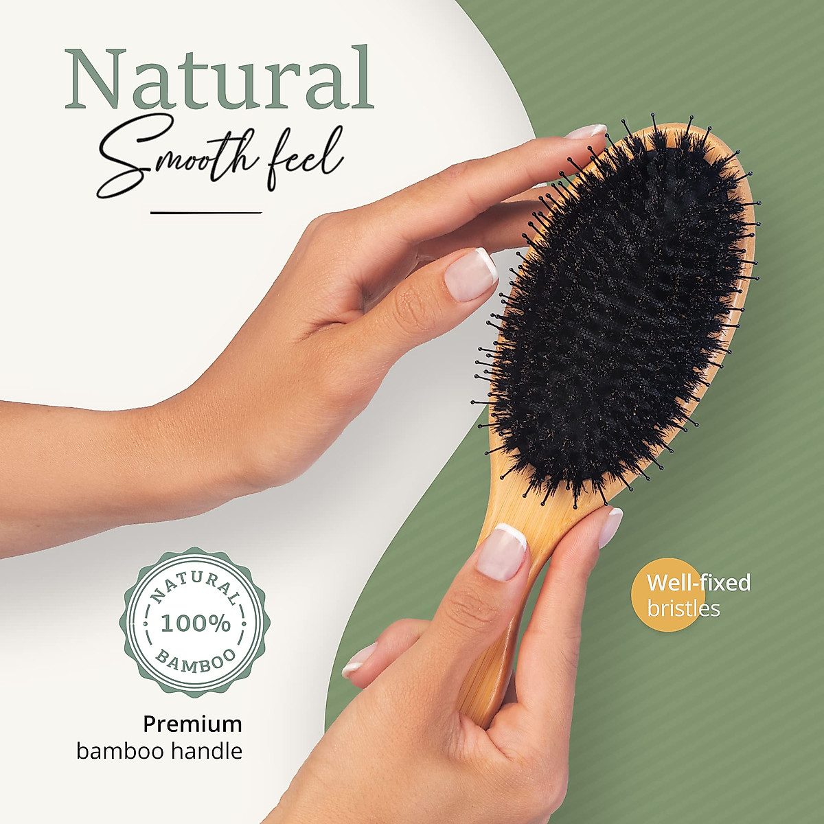 Premium Boar Bristle Hair Brush for Thick Hair Set. Hairbrush for Women With Thick, Long or Curly Hair. Restores Hair's Shine and Health. Comb, Travel Bag & Spa Headband Included